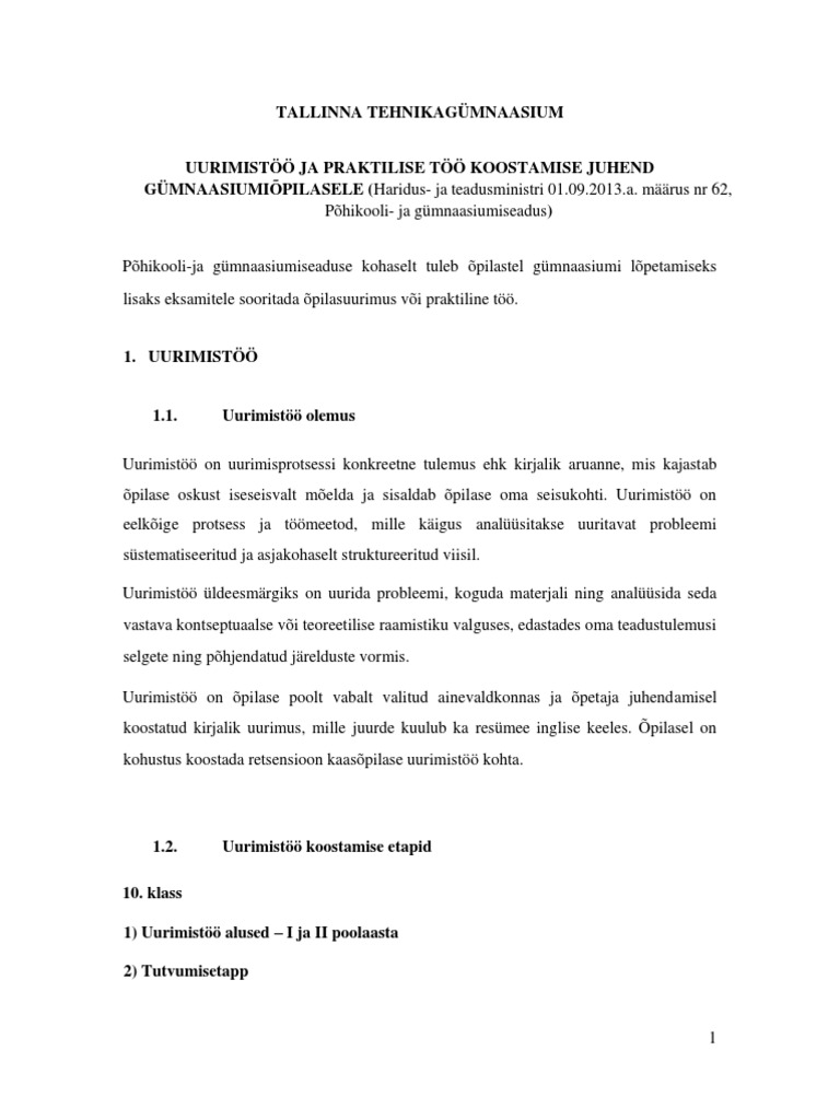 TTG Uurimistoo Koostamise Juhend | PDF