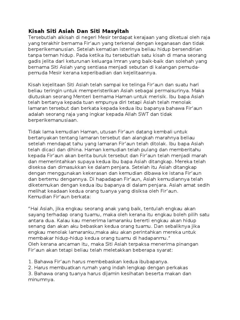 Kisah Siti Asiah Dan Siti Masyitah | PDF