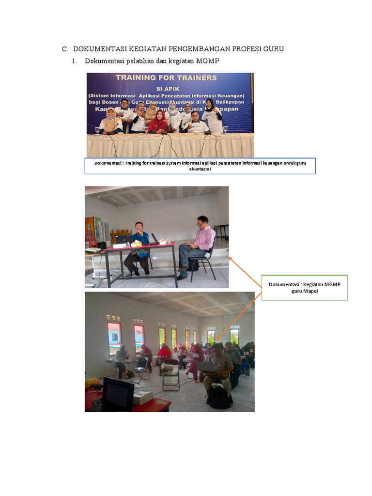 Dokumentasi Kegiatan Pengembangan Profesi Guru | PDF