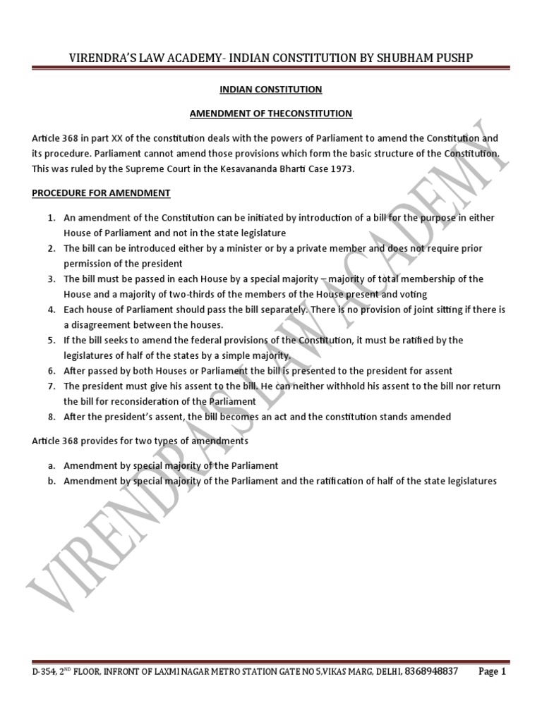 Indian Constitution Amendment Guide | PDF