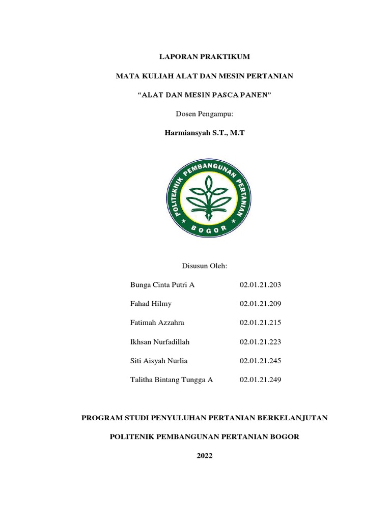 04 - Laporan Praktikum Alsintan Pasca Panen | PDF