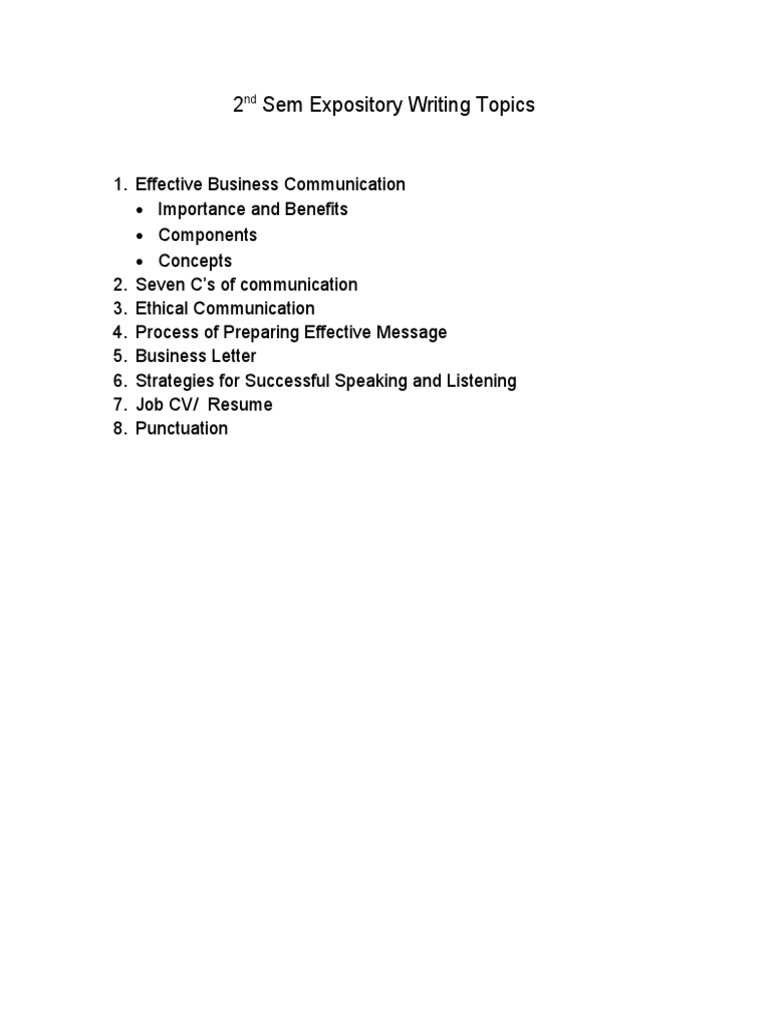 2nd Sem Expository Writing Topics | PDF