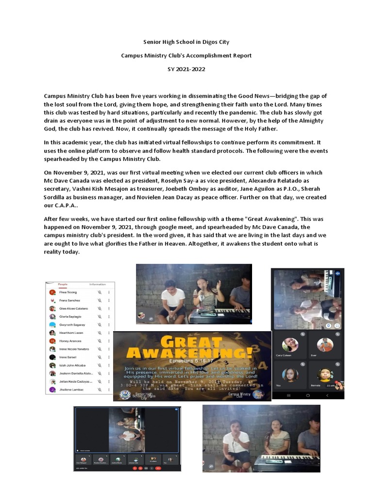 ACCOMPLISHMENT - CMC Final | PDF | Religious Belief And Doctrine | Metaphysics Of Religion