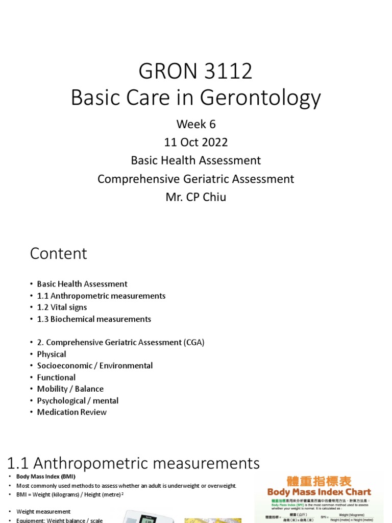 GRON3112 Basic Care in Gerontology L.4 Basic Health Assessment ...