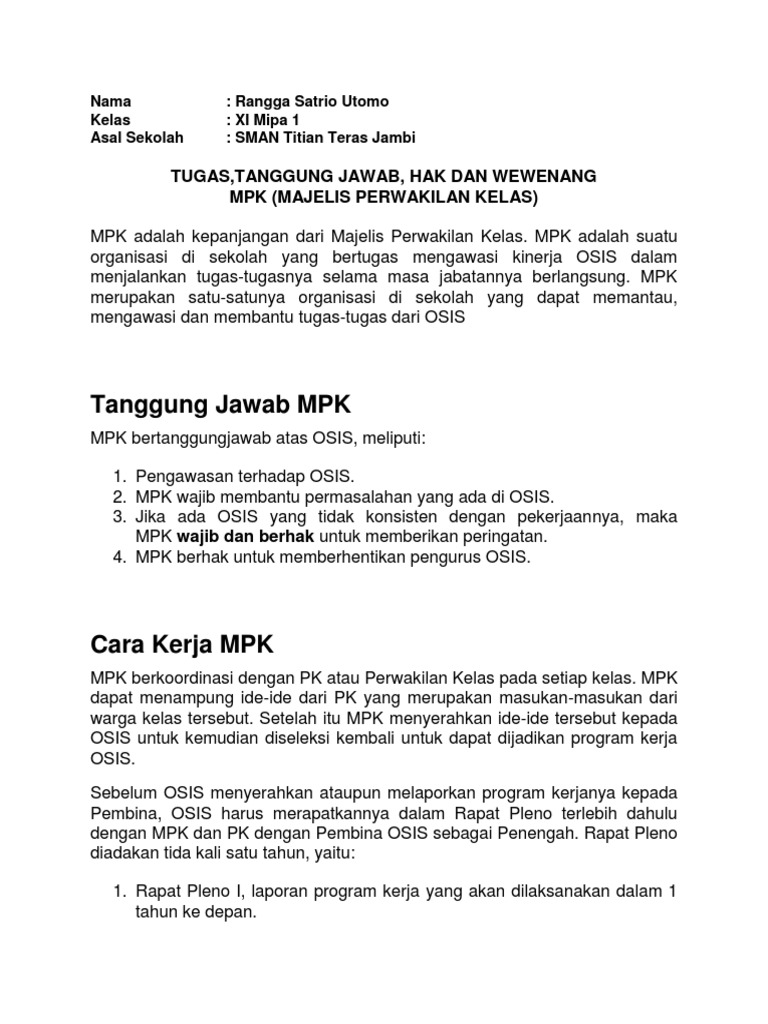 Tugas Dan Wewenang MPK | PDF