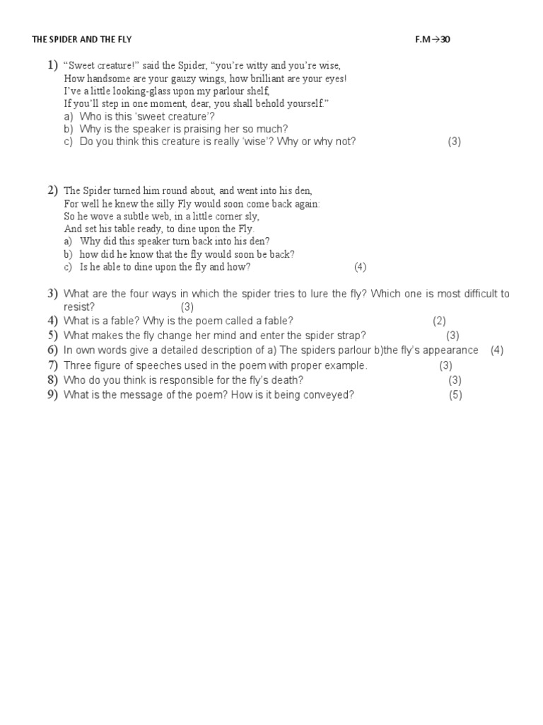 The Spider and The Fly | PDF