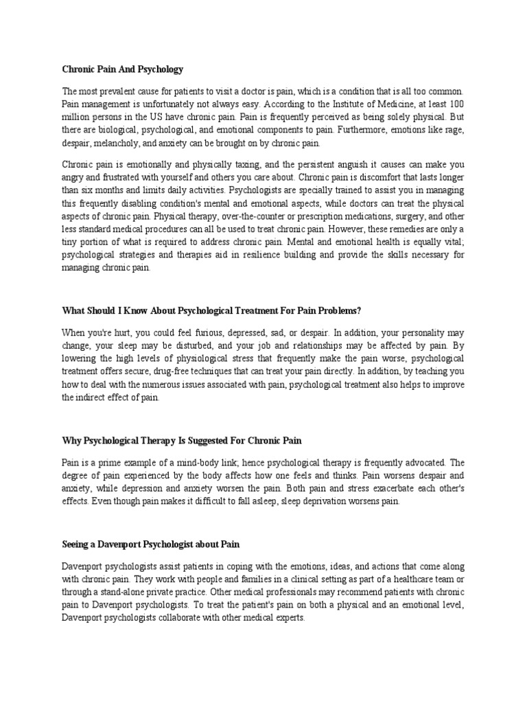 Managing Chronic Pain with Psychology | PDF | Pain | Chronic Pain