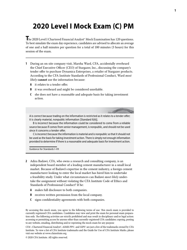 2020 Mock Exam C - Afternoon Session (With Solutions) | PDF | Standard Deviation | Errors And ...