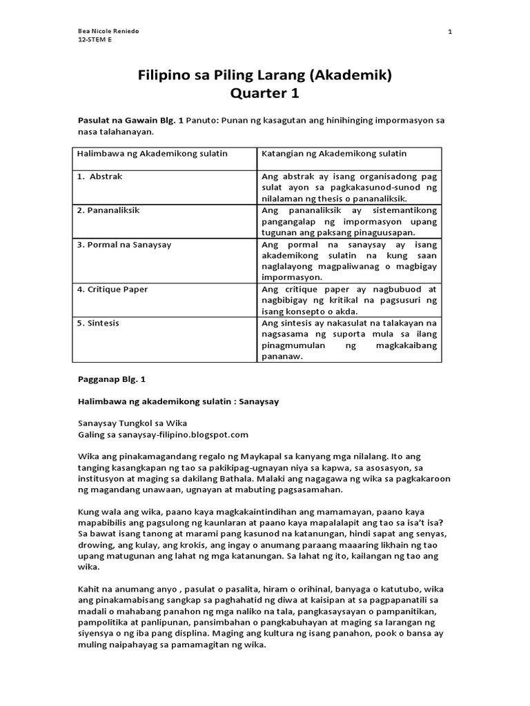 FPL Week2 4 Activity Sheet | PDF