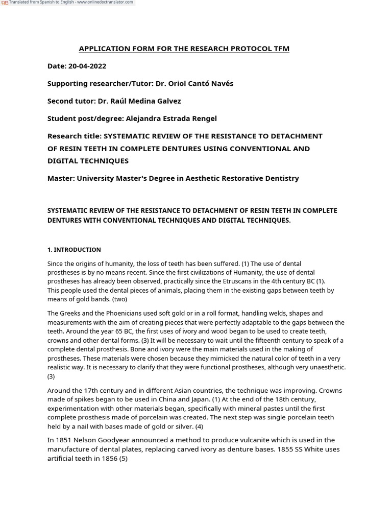 TFM Revisión Sistemática - Es.en | PDF | Dentures | Poly(Methyl Methacrylate)