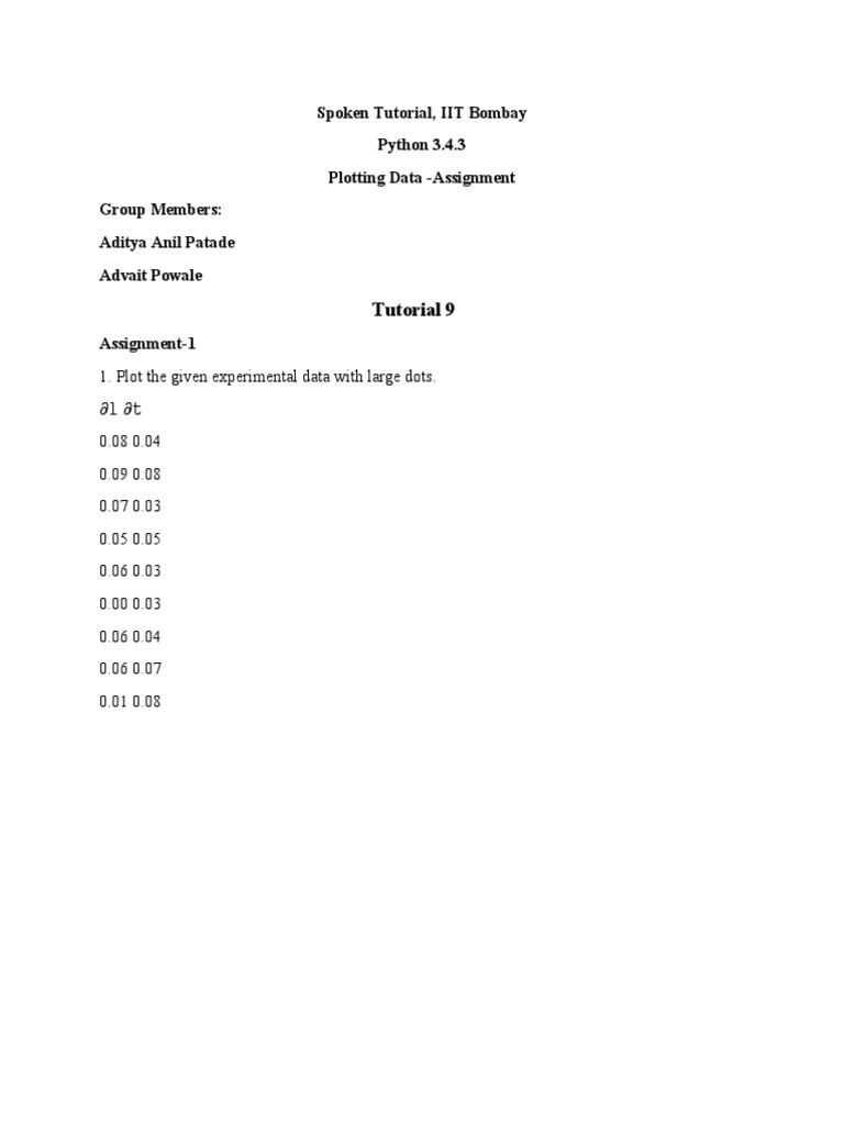 Plotting Data and Other Types of Plots Assignments | PDF