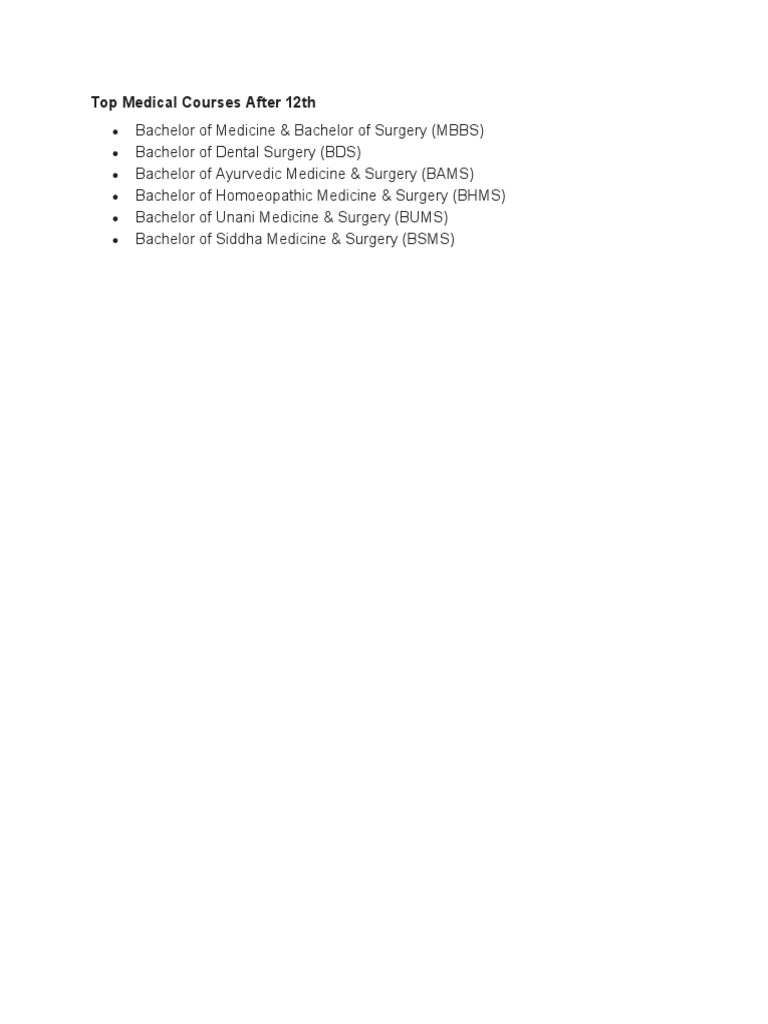 Top Medical Courses After 12th | PDF