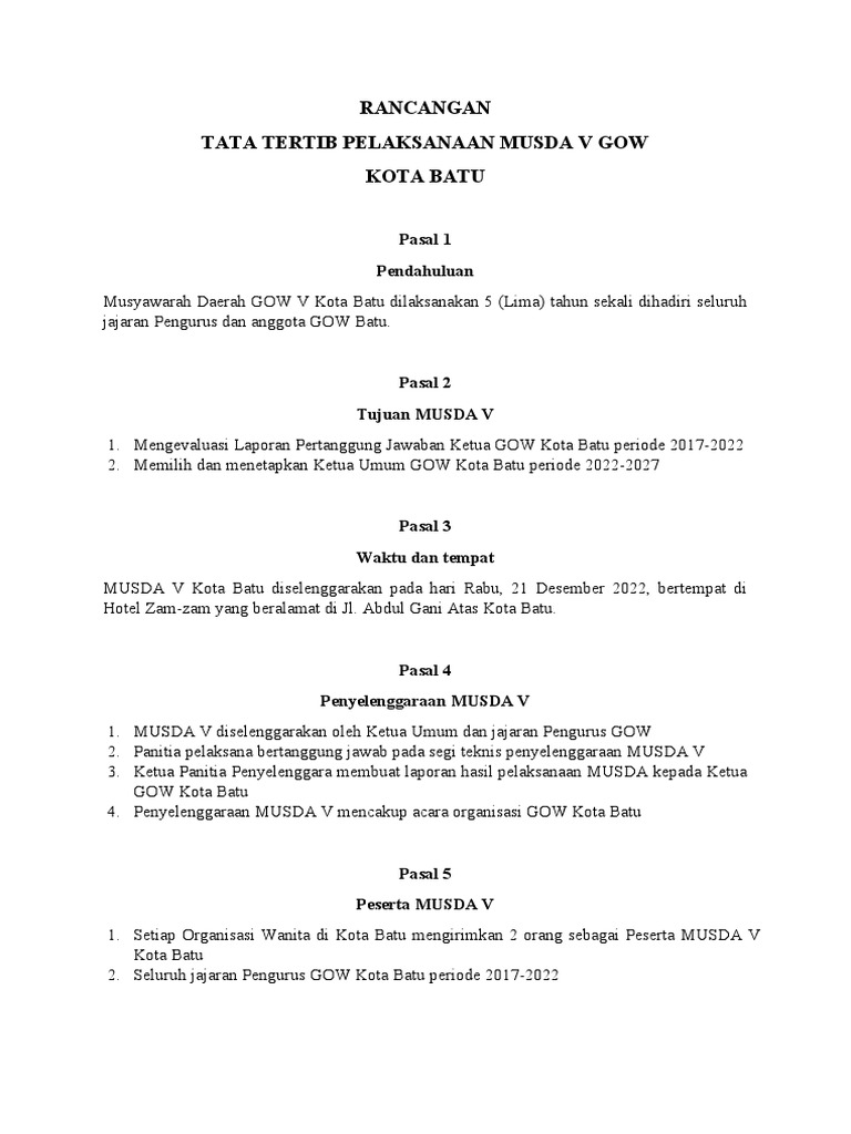 Rancangan Tata Tertib | PDF