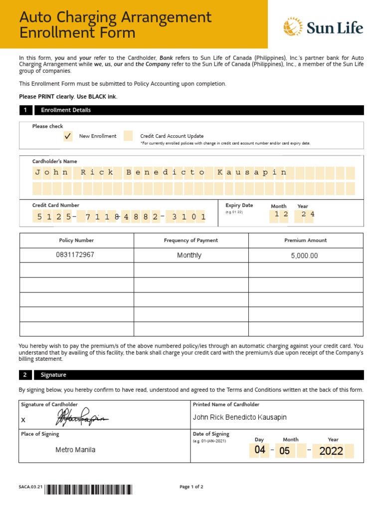 SLOCPI ACA Enrollment Form 15OCT2021 John Rick Benedicto Kausapin 1 ...