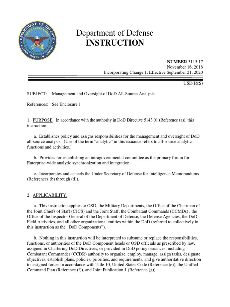 DoD All-Source Analysis Oversight | PDF | United States Department Of ...