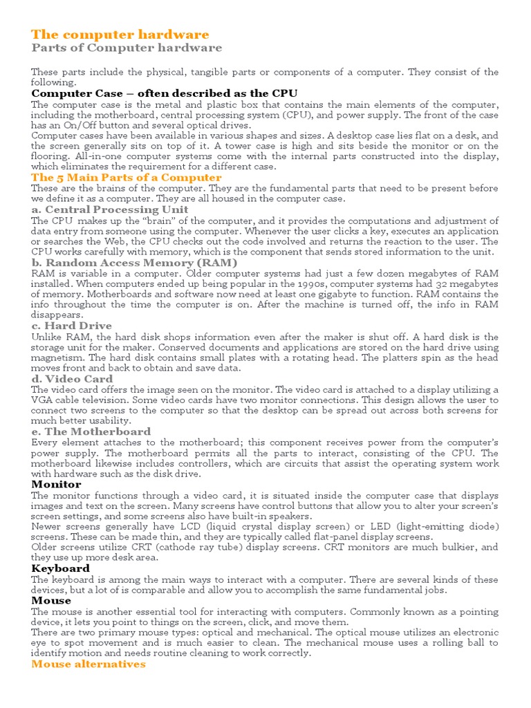 The Computer Hardware | PDF | Electronic Circuits | Operating System