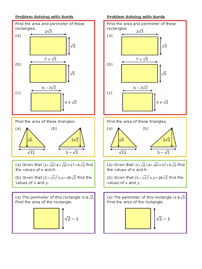 Problem Solving With Surds Practice | PDF
