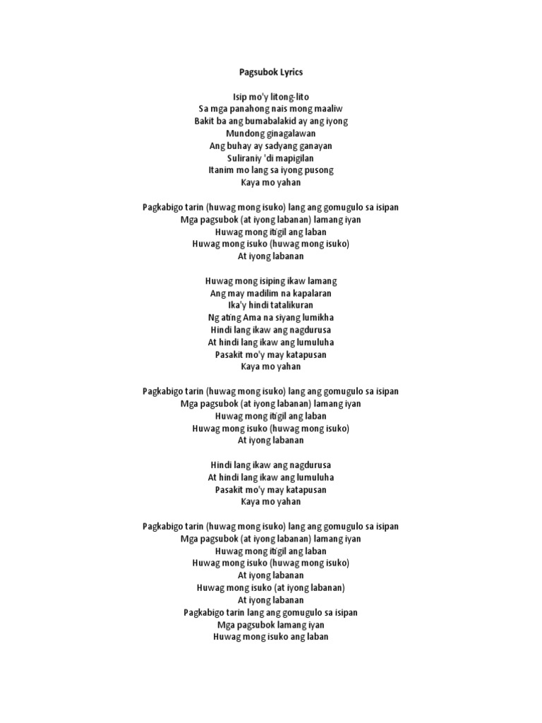 Grade 7 Pagsubok Lyrics | PDF