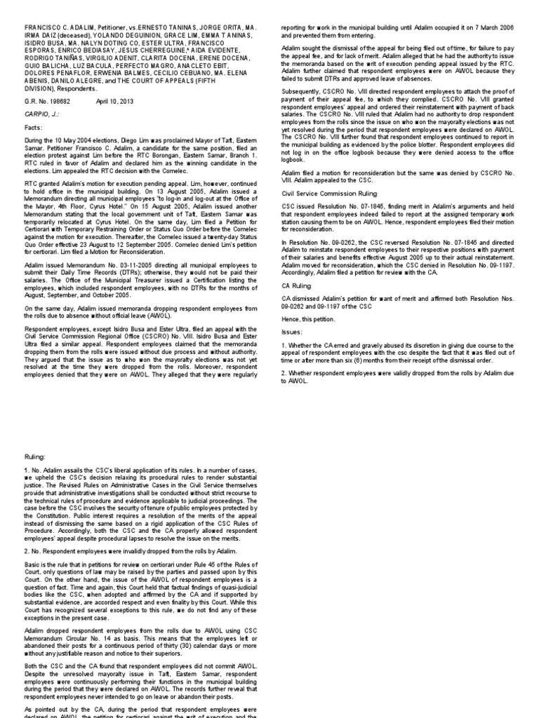 Election Dispute: Adalim vs. Employees | PDF | Certiorari | Judiciaries