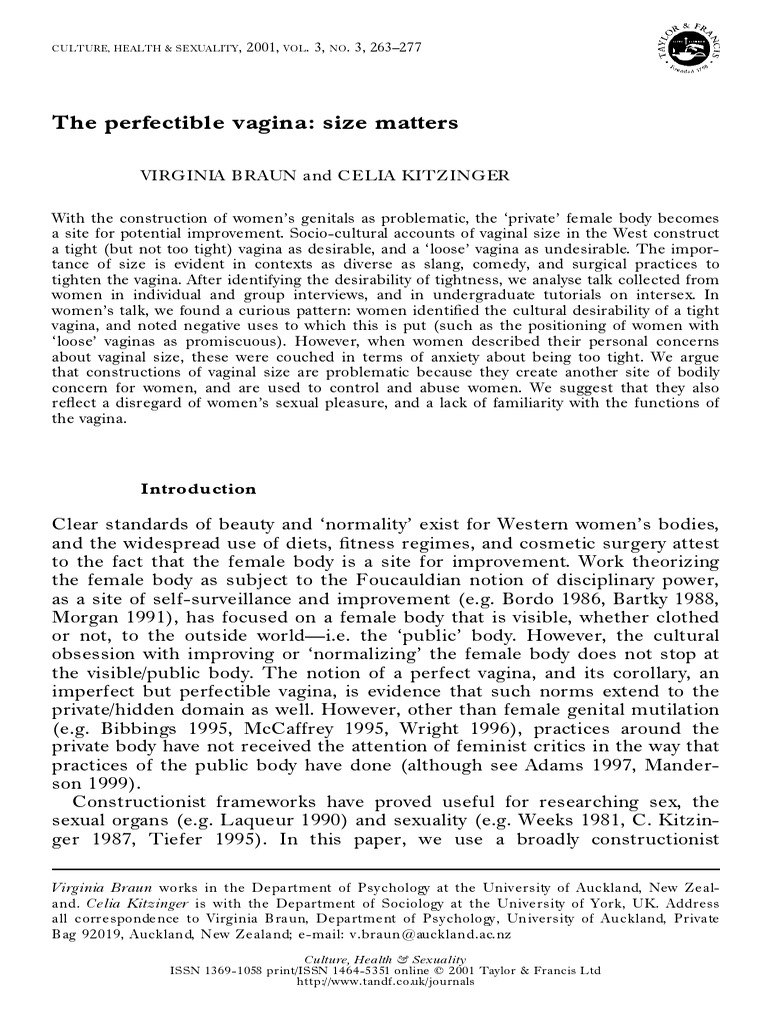 The Perfectible Vagina Size Matters | PDF | Vagina | Sexual Intercourse