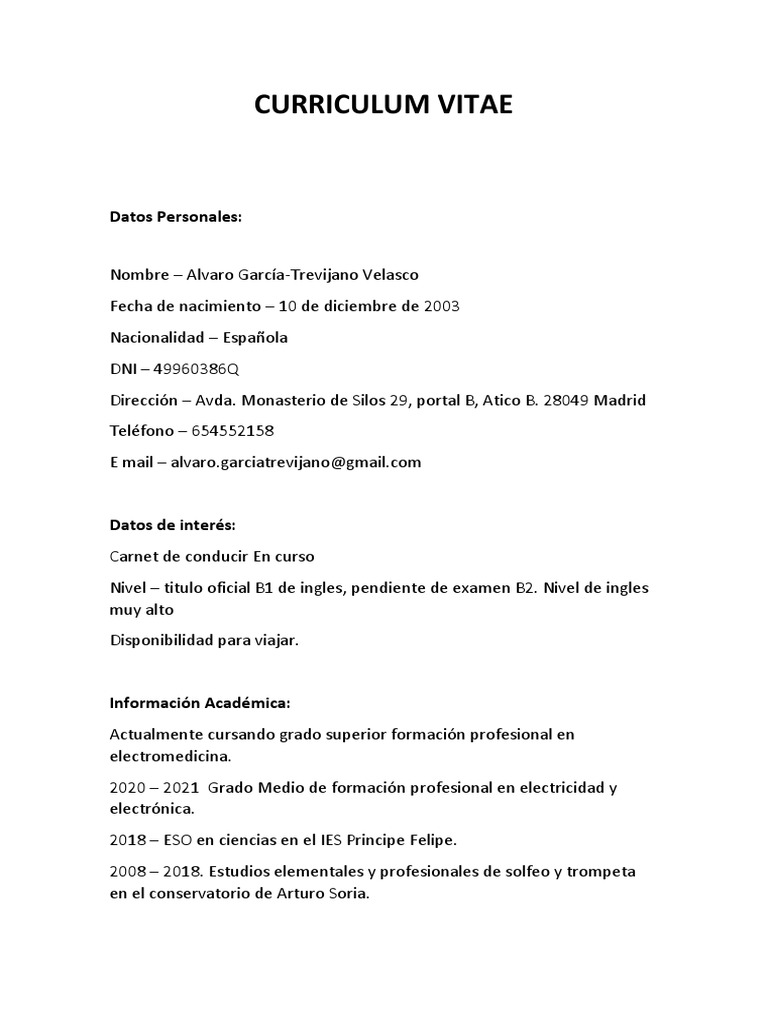 CURRICULUM VITAE Alvaro | PDF