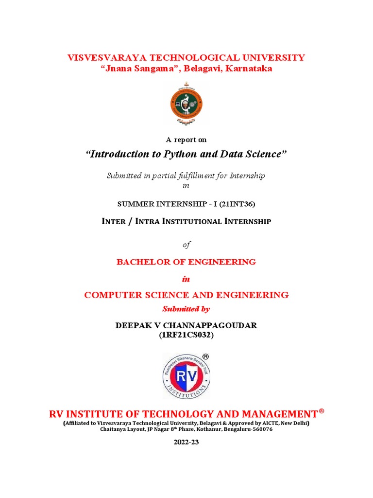 Anush J Internship Report | Download Free PDF | Python (Programming Language) | Data Analysis