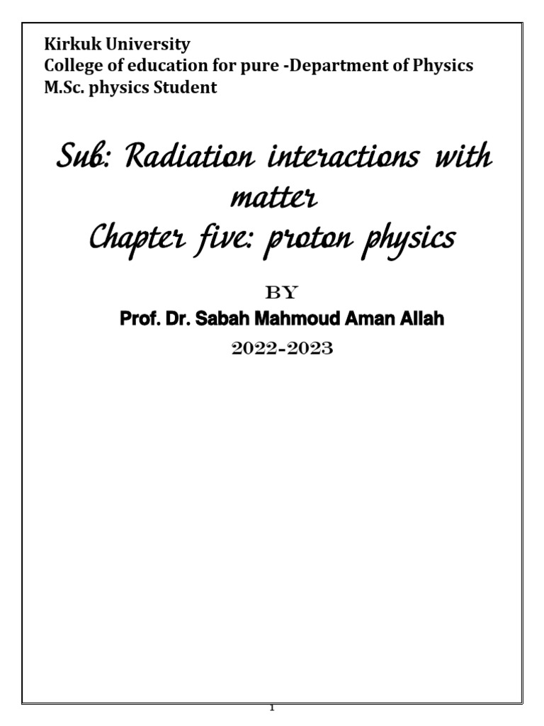 Chapter 4 Proton Physics | PDF | Proton | Atoms