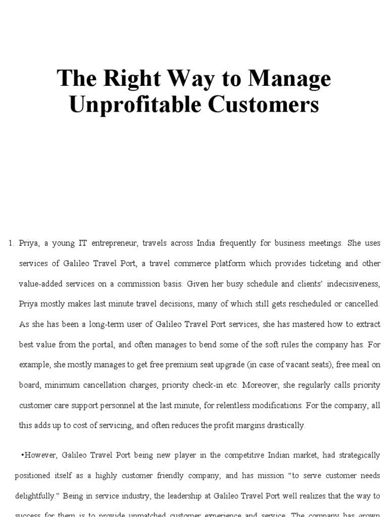 The Right Way To Manage Unprofitable Consumers | PDF | Customer ...