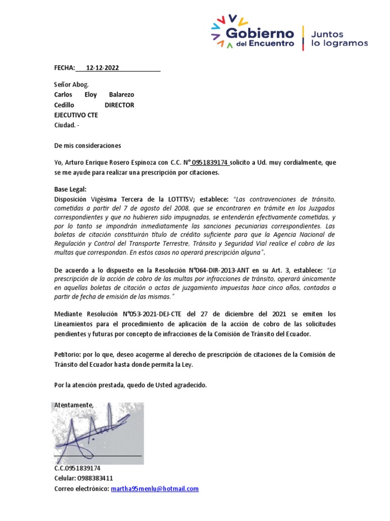 Solicitud-Prescripcion-Citaciones CTE | PDF