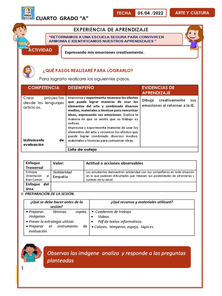 Sesion 4 - Semana 1 - Arte - Exp 1 - 05 - 04 - 22 | PDF | Evaluación ...