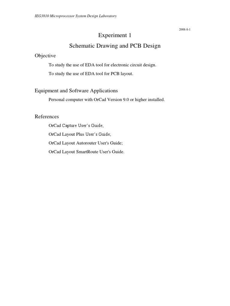 Experiment 1 Schematic Drawing and PCB Design: Objective | PDF ...