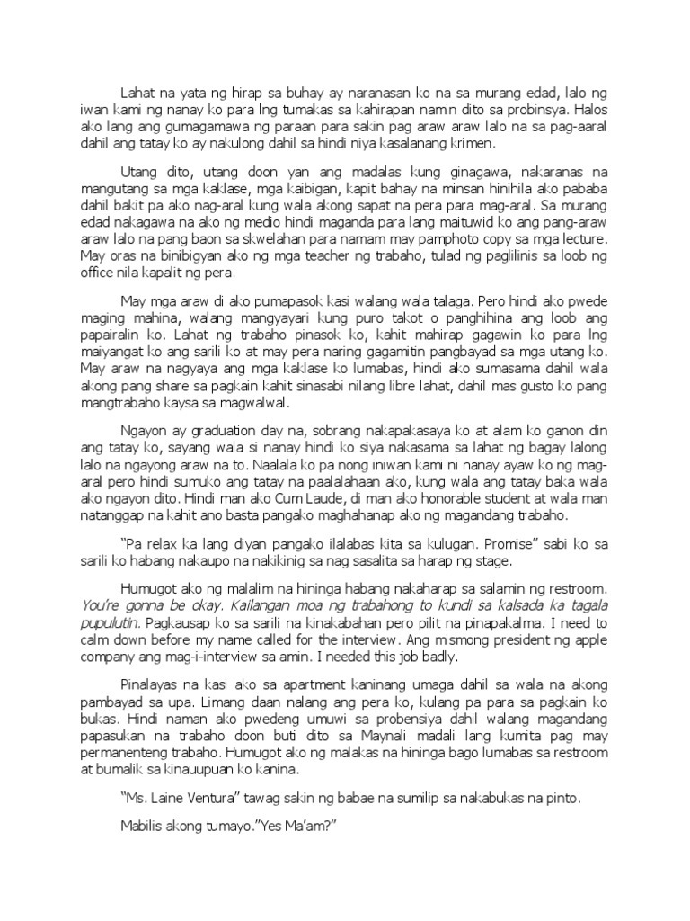 Lahat Na Yata NG Hirap Sa Buhay Ay Naranasan Ko Na Sa Murang Edad | PDF