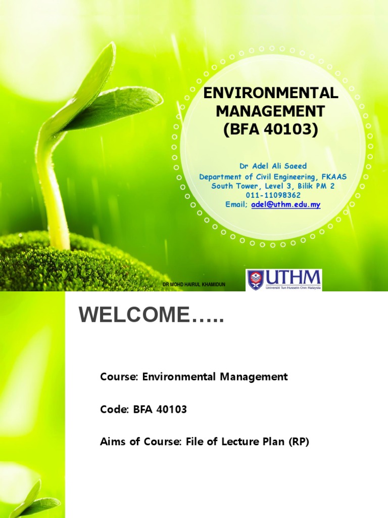 CHAPTER 1 - INTRODUCTION TO ENVIRONMENTAL MANAGEMENT - MH Khamidun ...