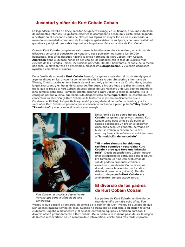 Psicopatologia Kurt Cobain | PDF | Nirvana (banda) | Entretenimiento (general)