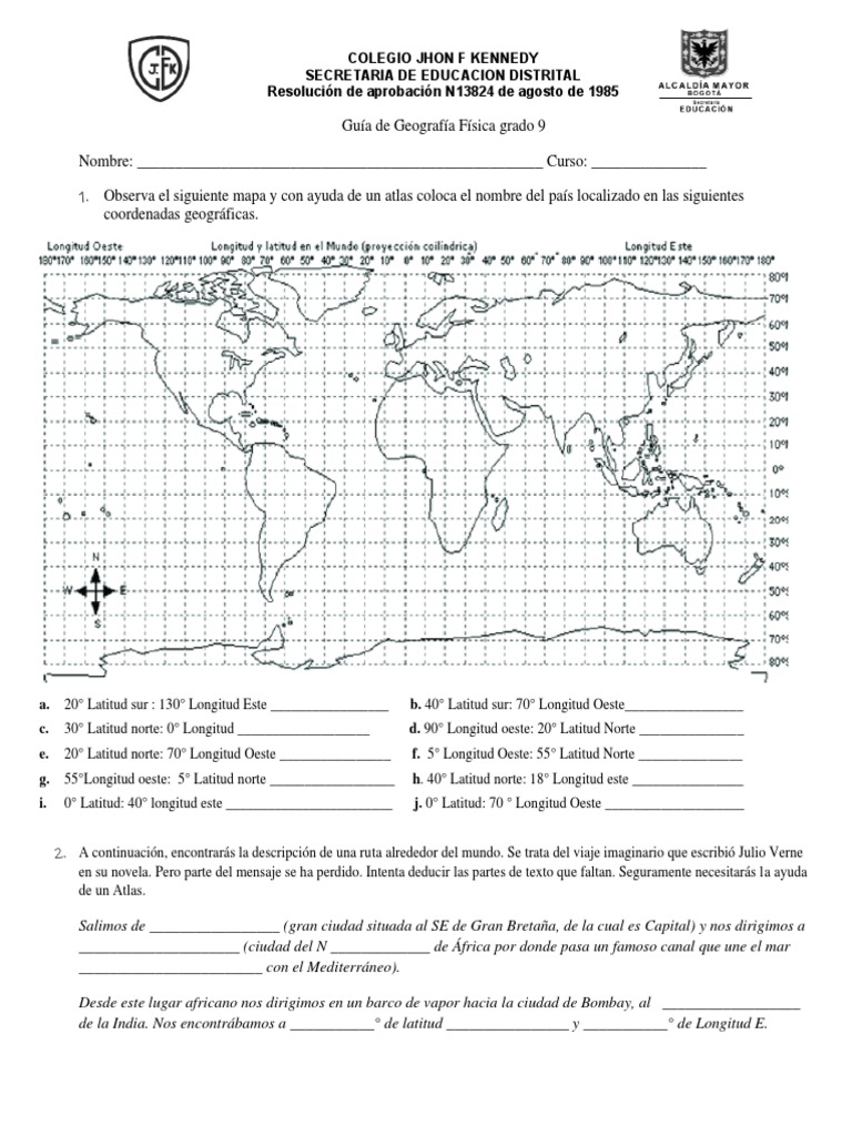 Guia Coordenadas Geográficas 9 | PDF | Mapa | Ciencias de la Tierra