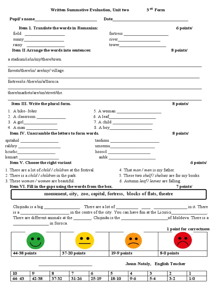 Summative Test 3rd Form Unit 2 Pdf Linguistics