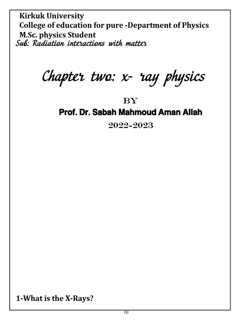 Chapter 3 X-Ray | PDF | X Ray | Electromagnetic Radiation