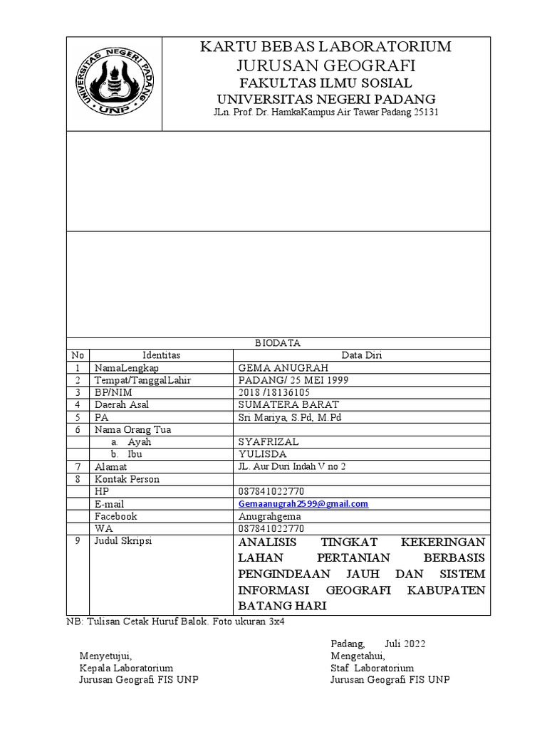 Kartu Bebas Laboratorium Fix | PDF