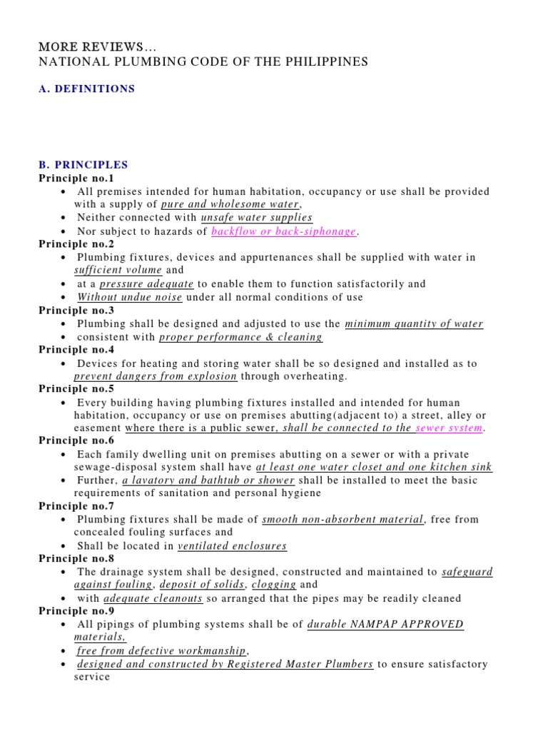 Summary - Plumbing Code | PDF | Plumbing | Sewage