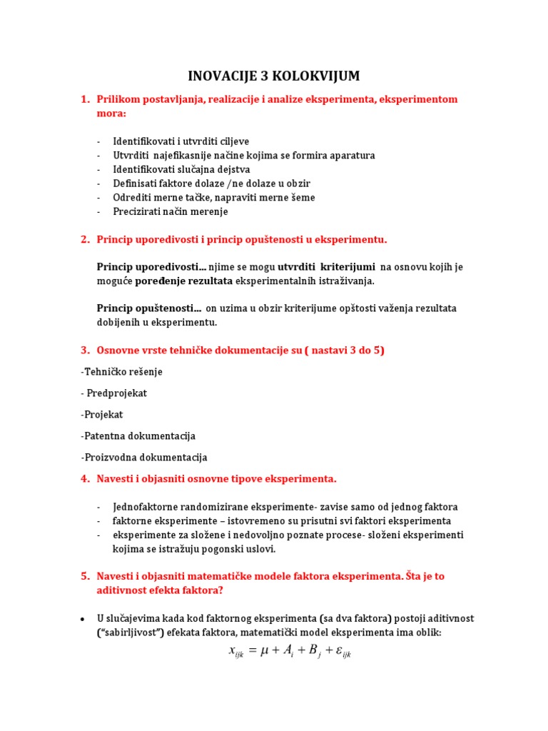 Inovacije 3 Kolokvijum | PDF
