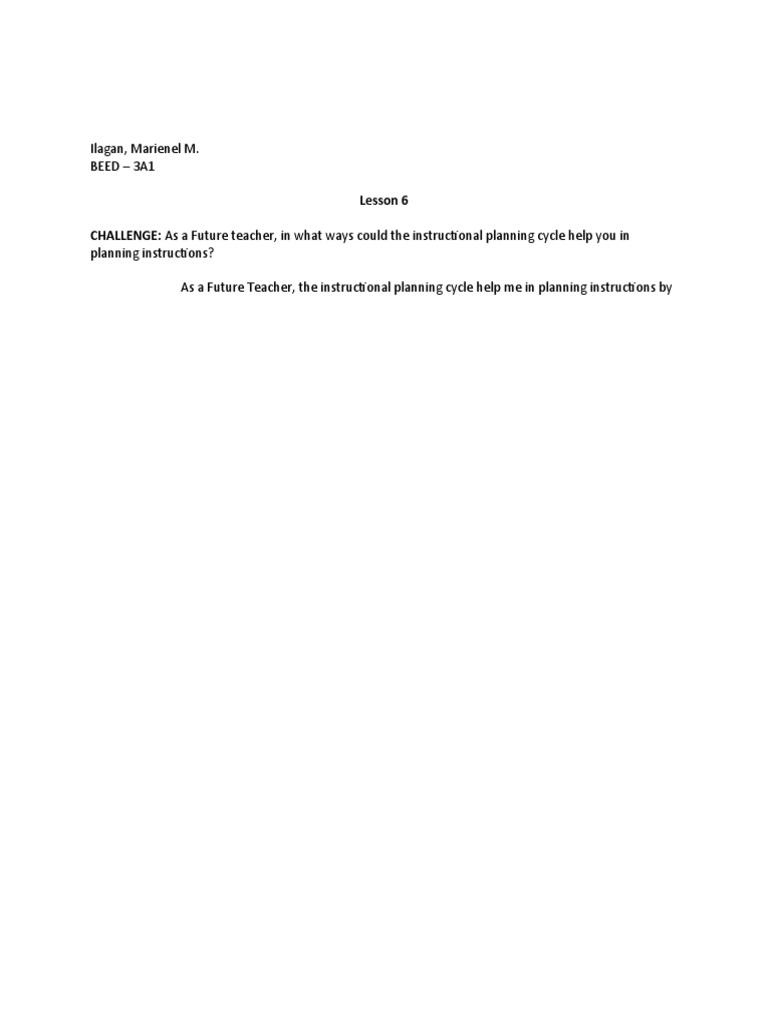 Instructional Planning for Future Teachers | PDF | Career & Growth ...