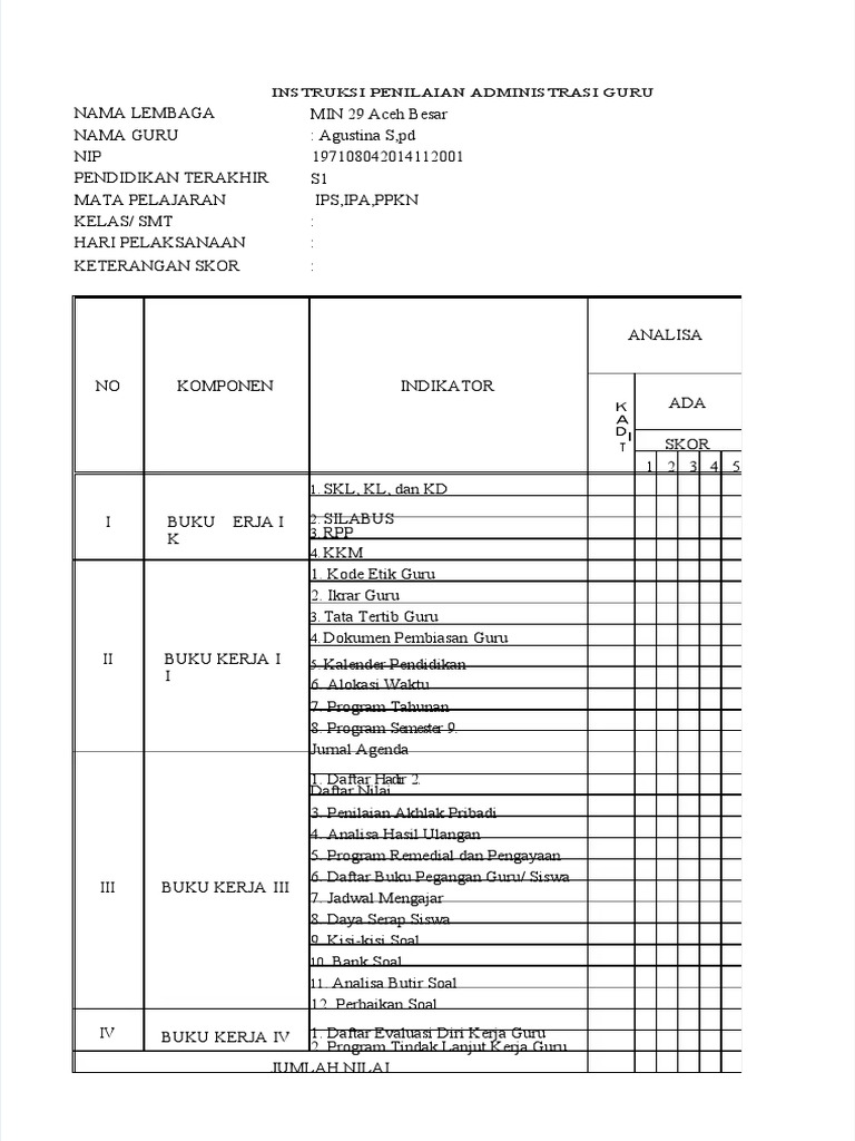 Buku Kerja Guru 1-4 | PDF