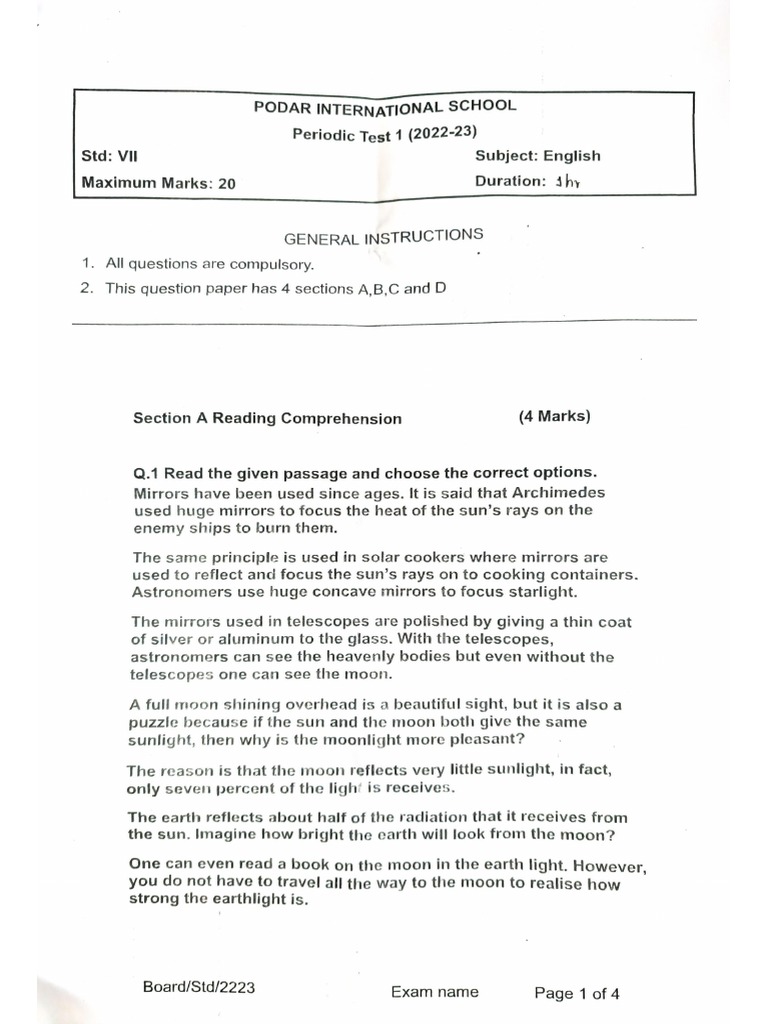 English Question Paper | PDF