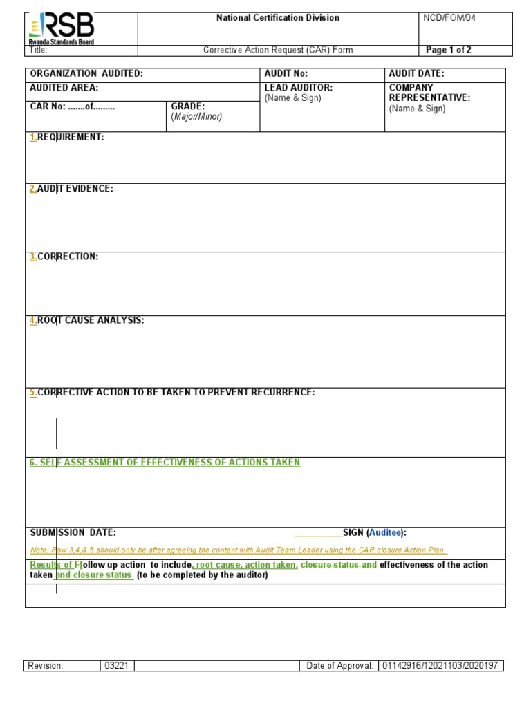 CAR FORM. Used For Our Clients | PDF