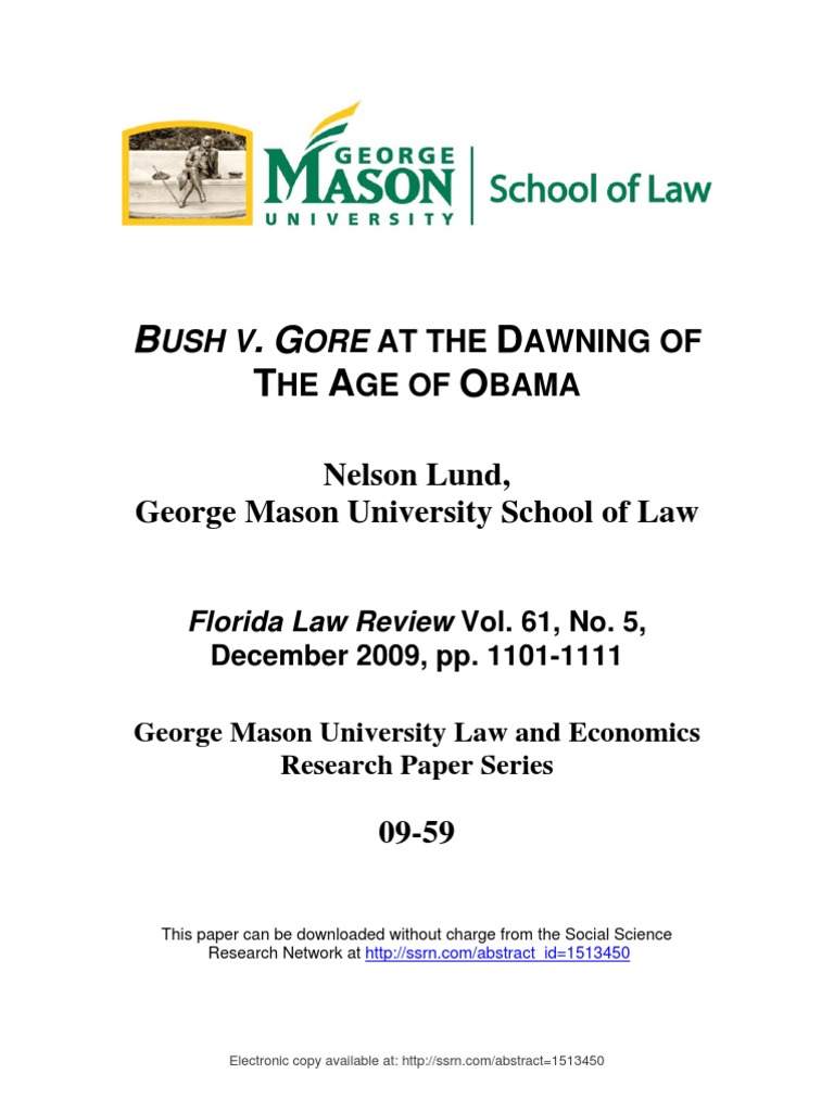 Bush v. Gore: Legal Analysis and Critique | PDF | Supreme Court Of The ...