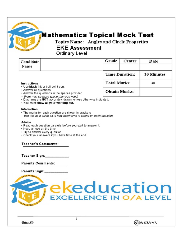 Topic 13 Mock Pdf Angle Geometric Shapes