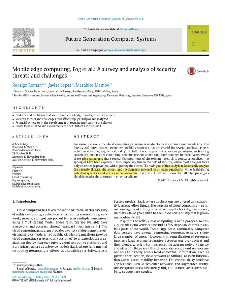 Mobile Edge Computing A Survey And Analysis Of Security Download