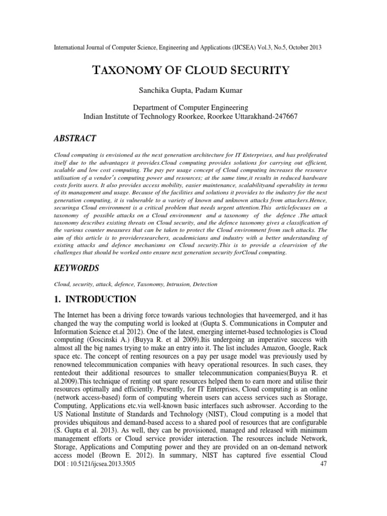 Taxonomy of Cloud Security | PDF