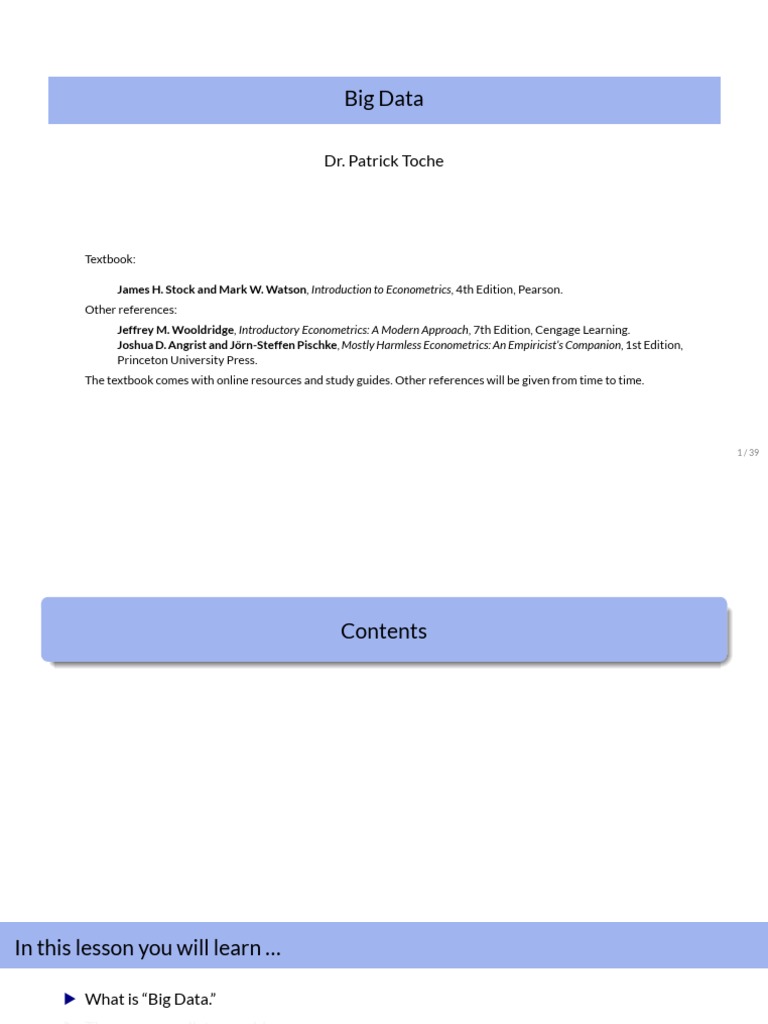 Lecture 14 Big Data SLIDES | PDF | Ordinary Least Squares | Errors And ... Lecture 14 Big Data SLIDES | PDF | Ordinary Least Squares | Errors And ...