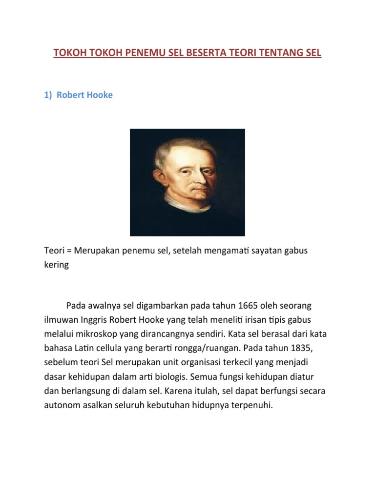 Tokoh Tokoh Penemu Sel Beserta Teori Tentang Sel | PDF
